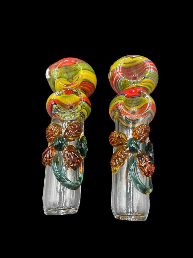 RASTA FLOWER DOUBLE BOWL HAND PIPE RS3275 — Himalayan Group Inc.