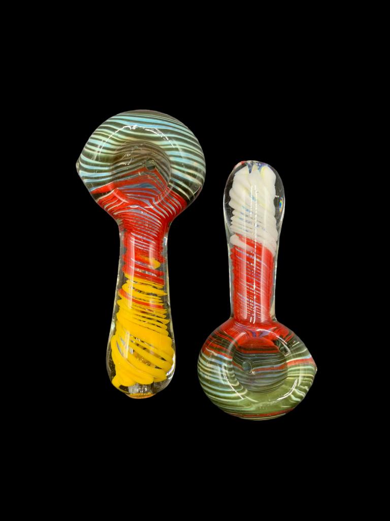 4 INCH MULTI COLOR SWRIL HAND PIPE RS3297 — Himalayan Group Inc.
