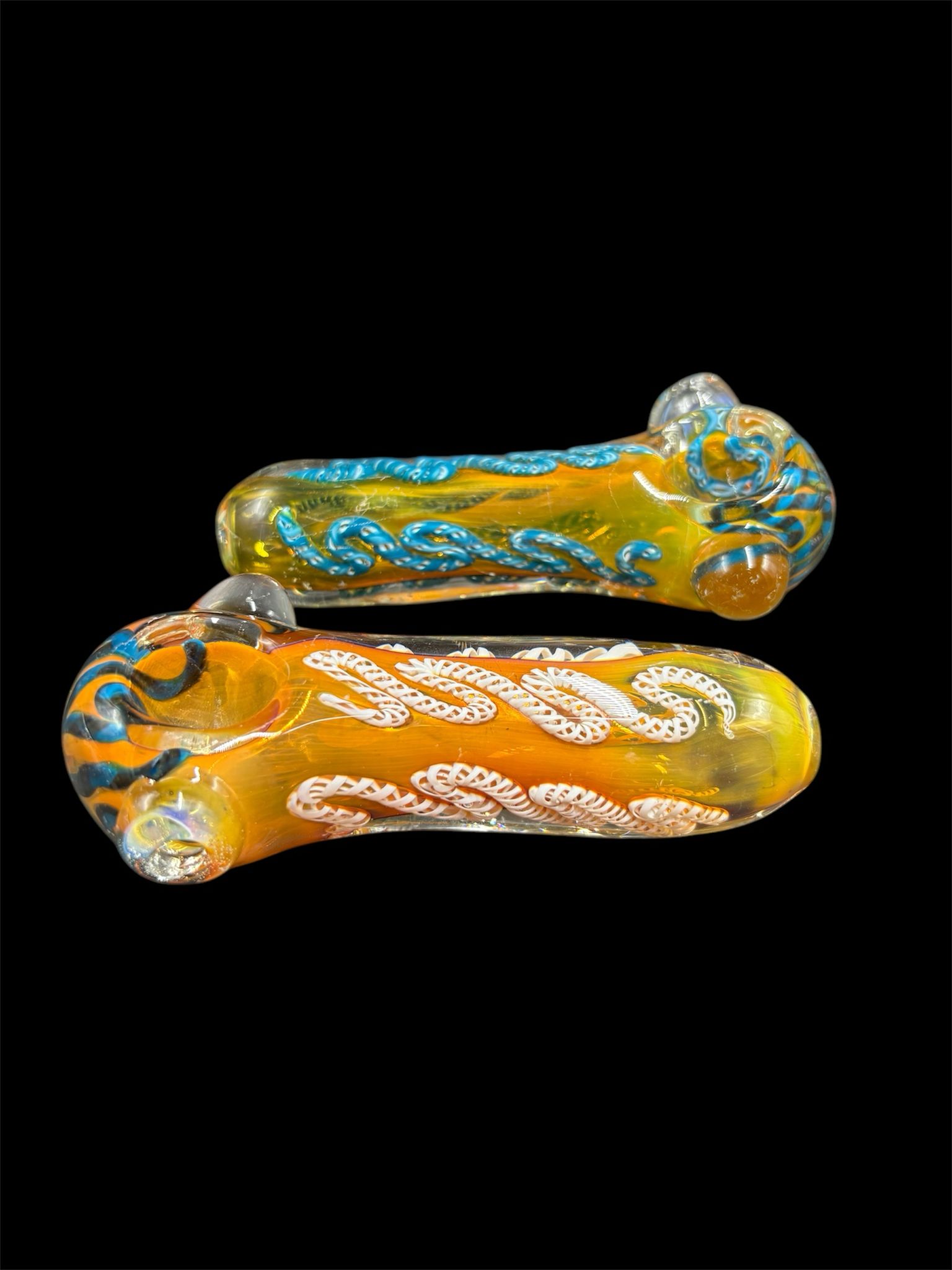 ORANGE SWIRL HAND PIPE RS3490 — Himalayan Group Inc.